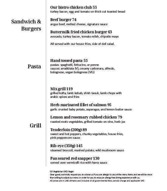 Menu of Cilantro - Arjaan by Rotana, Dubai Media City, Dubai