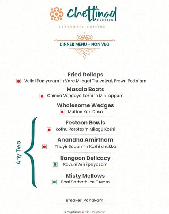 Menu of Chettinad Canteen, Teynampet, Chennai