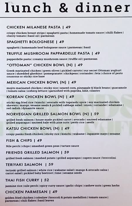 Menu of Friends' Avenue Cafe, Jumeirah Lake Towers (JLT), Dubai