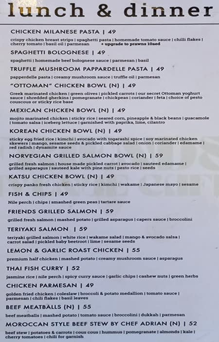 Menu of Friends' Avenue Cafe, Motor City, Dubai