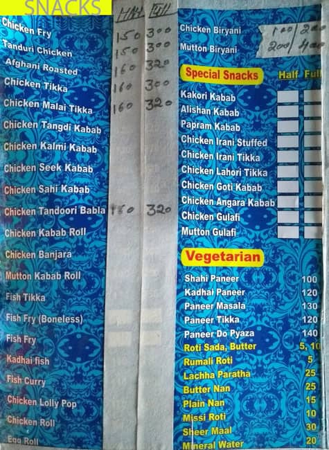 Menu at Laziz Family Restaurant, Agra, 5/303 D