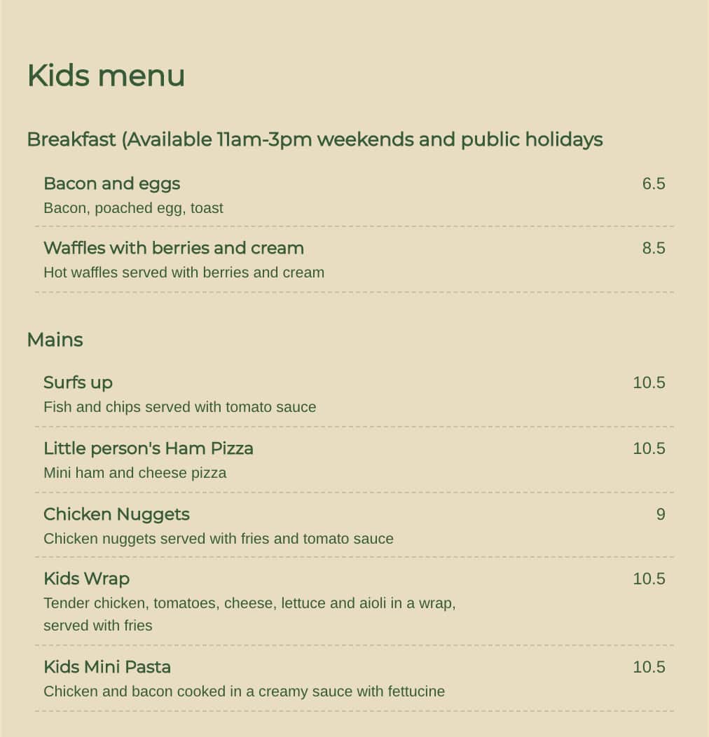 Menu at Republic Bar and Kitchen, Auckland