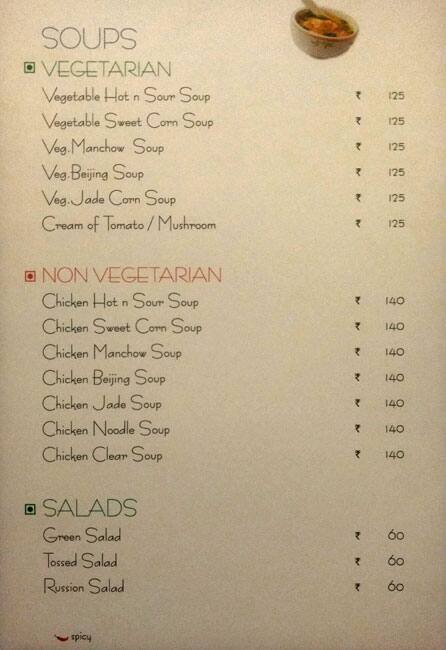 Menu of Blue Fox, Himayath Nagar, Hyderabad