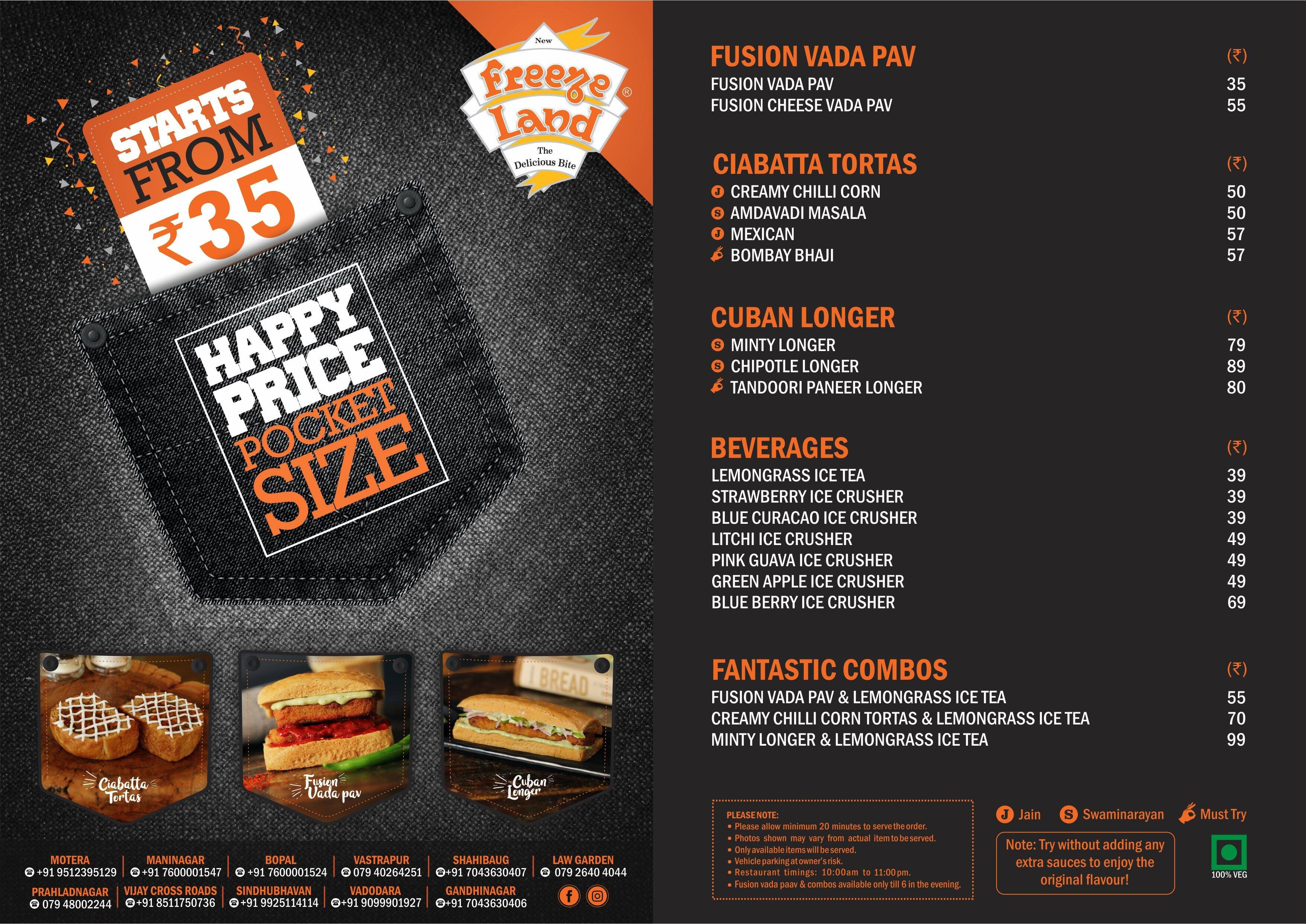 New Freeze Land Menu, Menu for New Freeze Land, Bodakdev, Ahmedabad ...