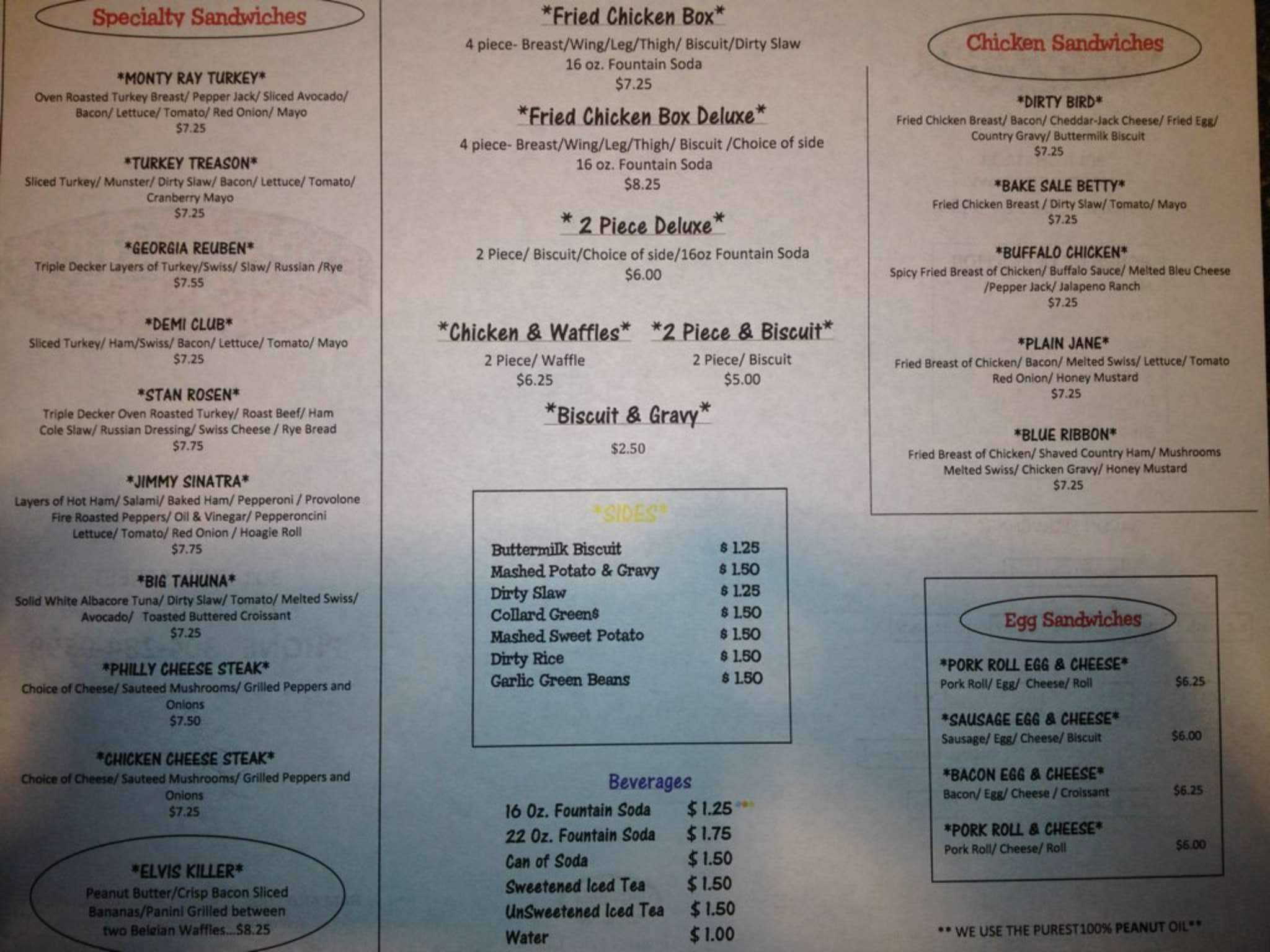 Menu At Dirty Bird Restaurant Morgantown menu-at-dirty-bird-restaurant-morgantown