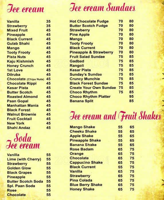 Menu at Gopal's 56, New Delhi, /2 Govindji Kalkaji Main Road