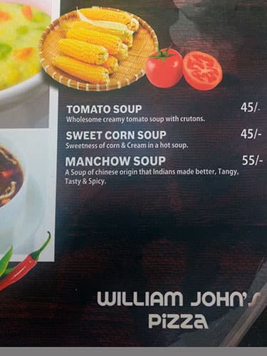 Menu of William John's Pizza, Ranip, Ahmedabad