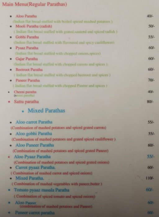 Paratha's Kitchen Menu, Menu for Paratha's Kitchen, Bellandur ...