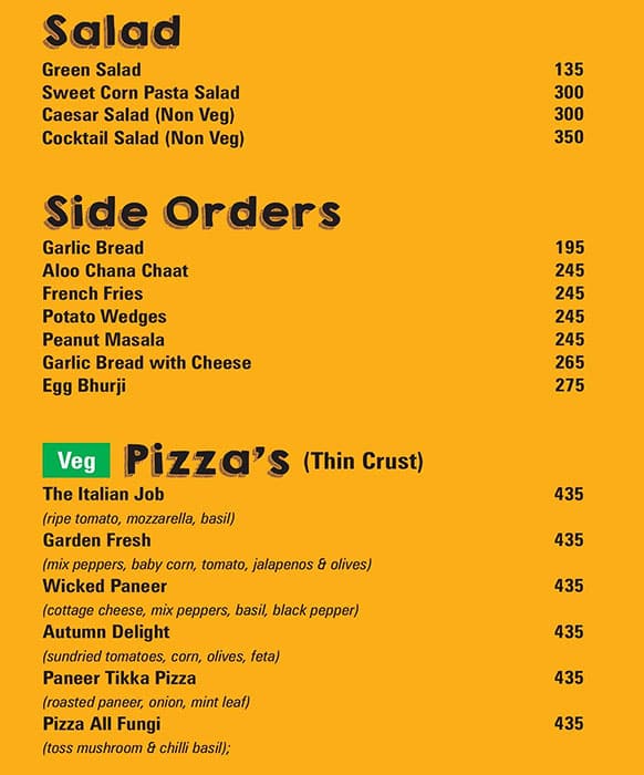 Menu of ReSet By Plan B, Sector 43, Gurgaon