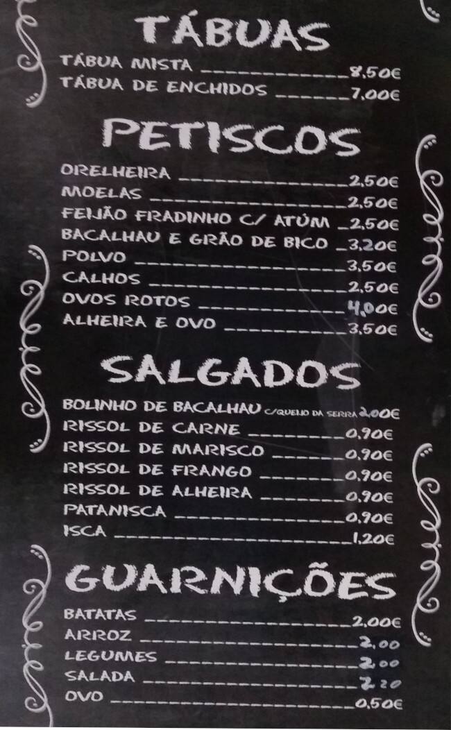 Menu at Três Reis restaurant, Porto