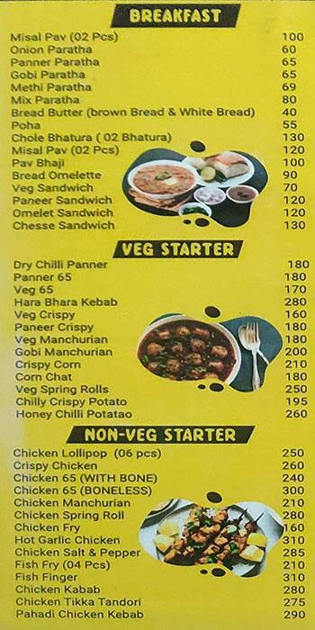 Menu at ANGREZEE TADKA, Hyderabad