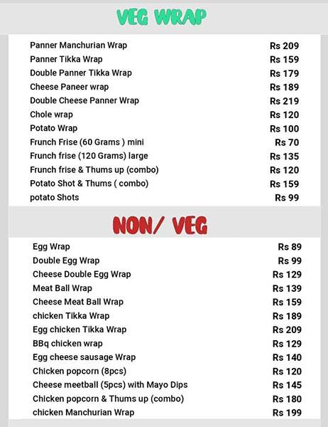 Menu of EZ - SOS, Navallur, Chennai