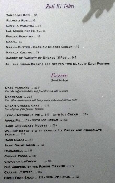 Menu at Hotel Sandy's Tower, Bhubaneswar