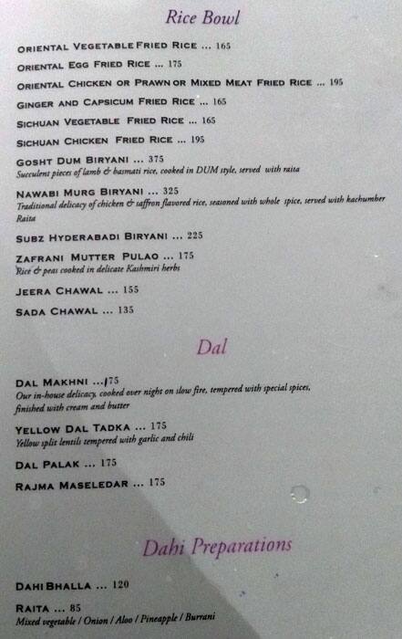 Menu at Hotel Sandy's Tower, Bhubaneswar