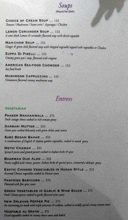 Menu at Hotel Sandy's Tower, Bhubaneswar