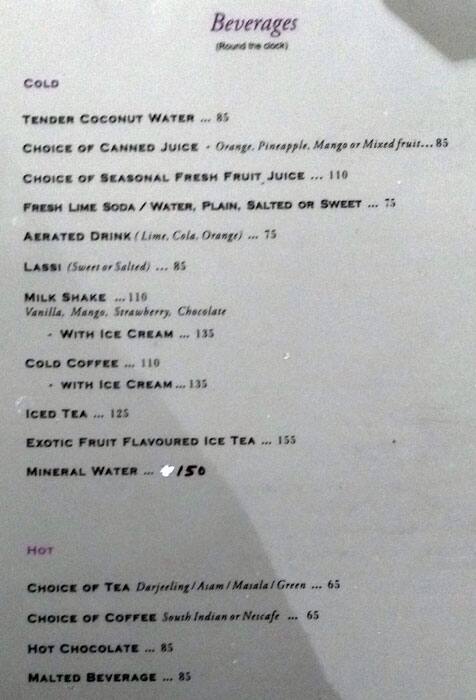 Menu at Hotel Sandy's Tower, Bhubaneswar