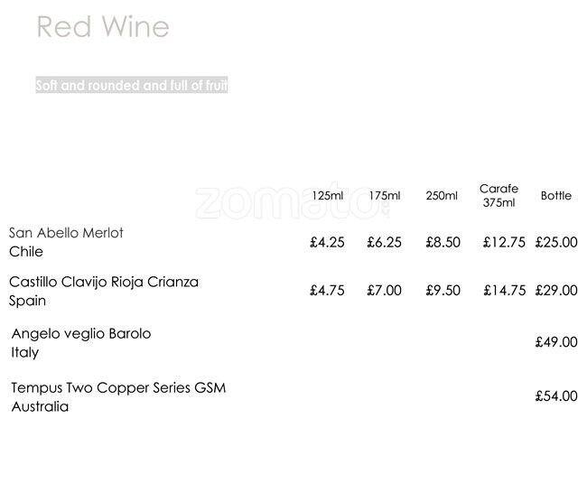 Menu at Executive Lounge - Doubletree by Hilton Westminster pub & bar ...