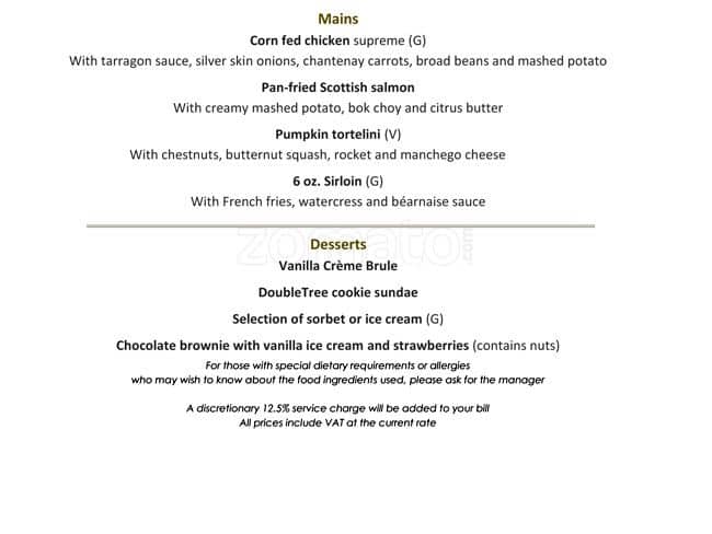 Menu at Executive Lounge - Doubletree by Hilton Westminster pub & bar ...