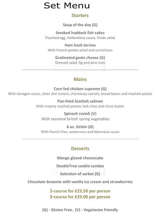 Menu at Executive Lounge - Doubletree by Hilton Westminster pub & bar ...