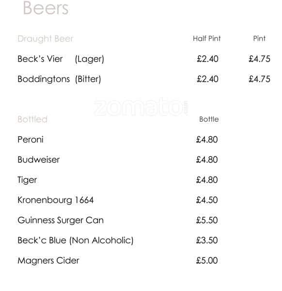 Menu at Executive Lounge - Doubletree by Hilton Westminster pub & bar ...