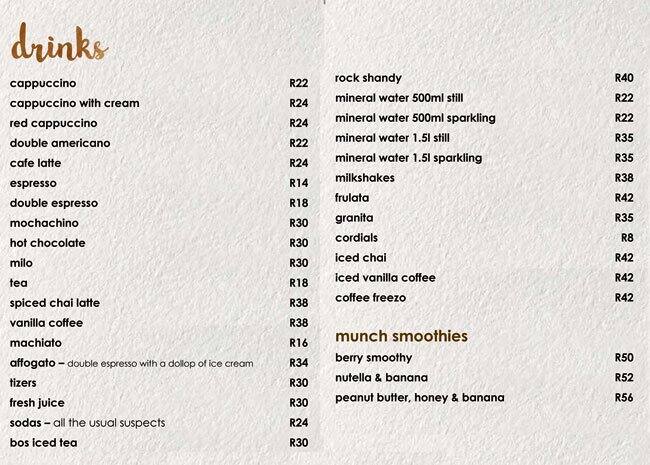 munch Cafe Menu, Menu for munch Cafe, Bryanston, Sandton - Zomato SA