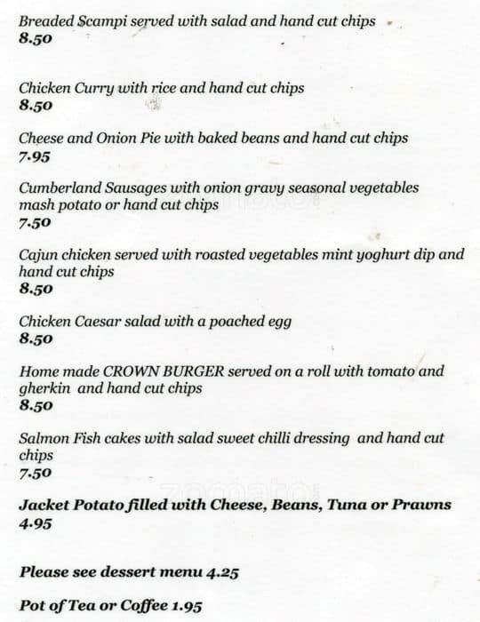 Menu at The Crown, Heaton Mersey pub & bar, Stockport, 6 Vale Cl