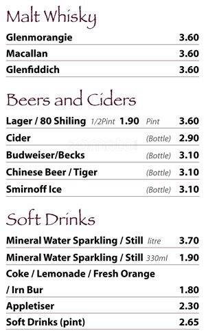 Menu at Chinese Manor House restaurant, Edinburgh, 2 Glasgow Rd