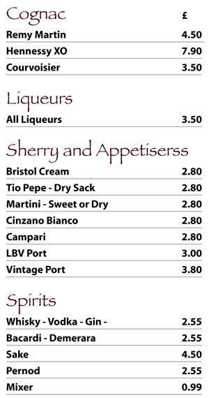 Menu at Chinese Manor House restaurant, Edinburgh