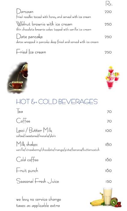 Menu at Blue Fox, Secunderabad, CHANDRALOK COMPLEX