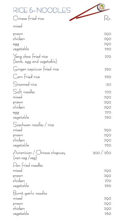 Menu at Blue Fox, Secunderabad, CHANDRALOK COMPLEX