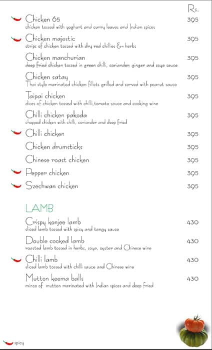 Menu at Blue Fox, Secunderabad, CHANDRALOK COMPLEX
