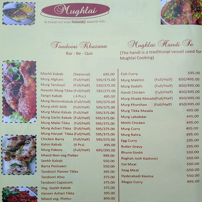 Menu at Moti Mahal Delux, New Delhi, 11