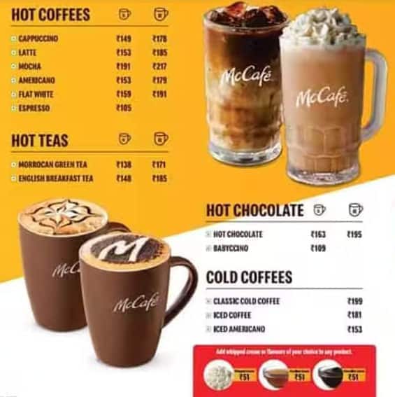 Menu of McCafe by McDonald's, Vijay Nagar, Indore