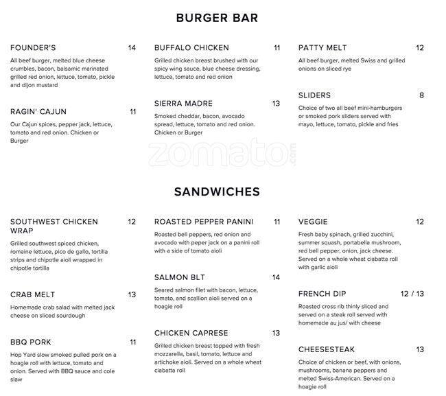 Menu at The Hopyard pub & bar, Pleasanton