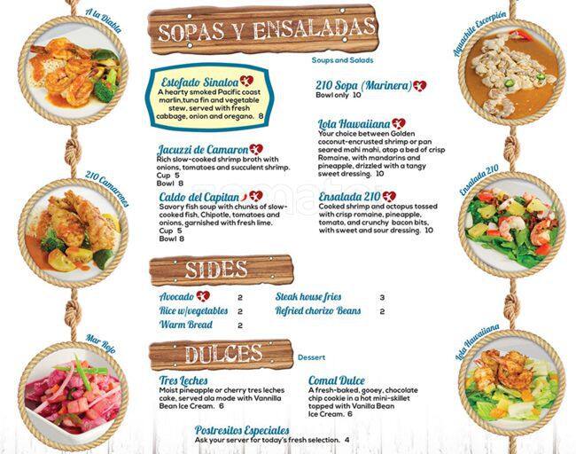 Menu at 210 Ceviche restaurant, San Antonio