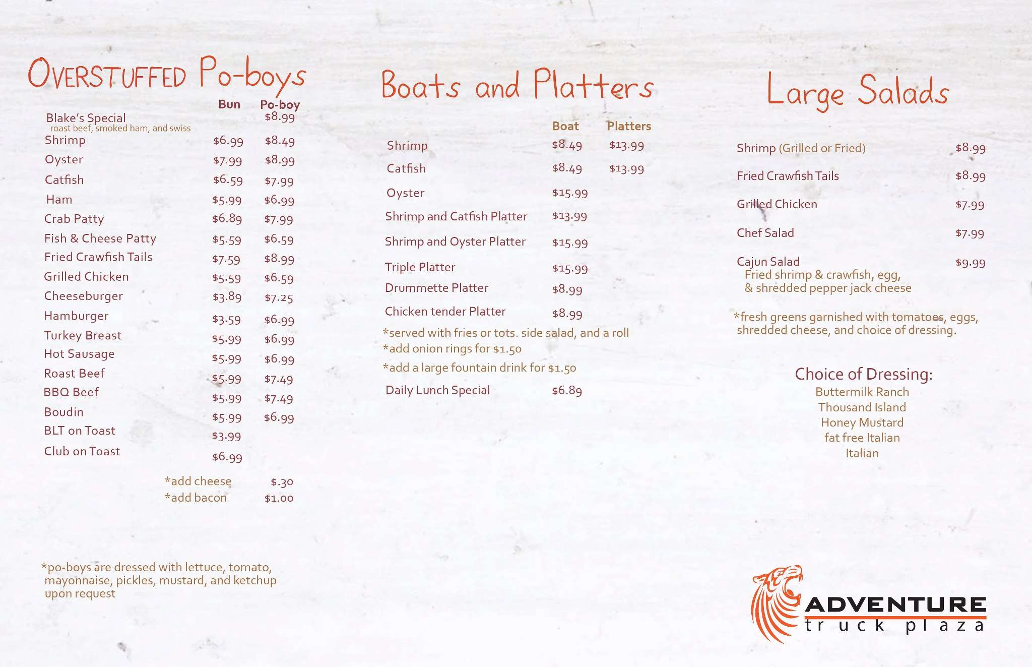 Menu at Blake's Deli fast food, Thibodaux