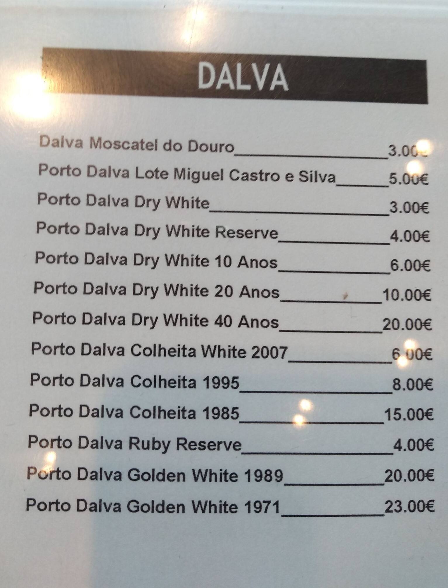 Menu at Sala de Provas pub & bar, Porto