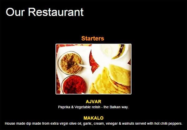 Menu at Eurostar Restaurant, Thomastown