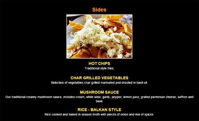 Menu at Eurostar Restaurant, Thomastown