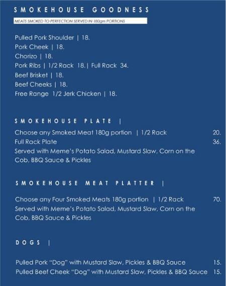 Menu at Fireworks BBQ, Auckland