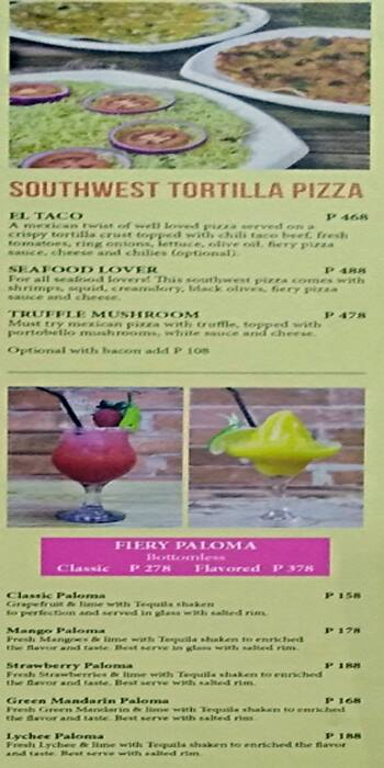Menu at Fiery Style restaurant, Makati, Glorietta 4