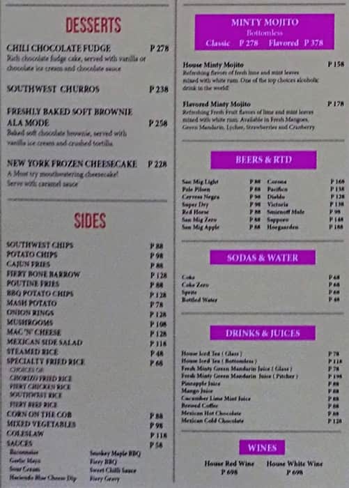 Menu at Fiery Style restaurant, Makati, Glorietta 4