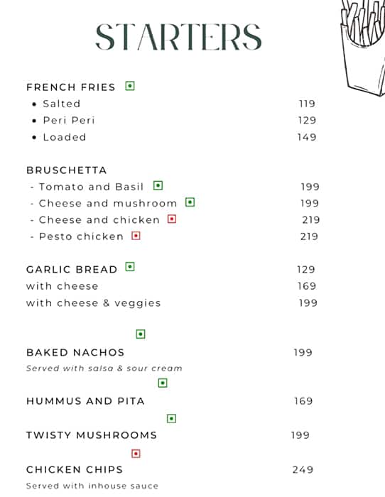 Menu at Cafe Belong, Gurugram