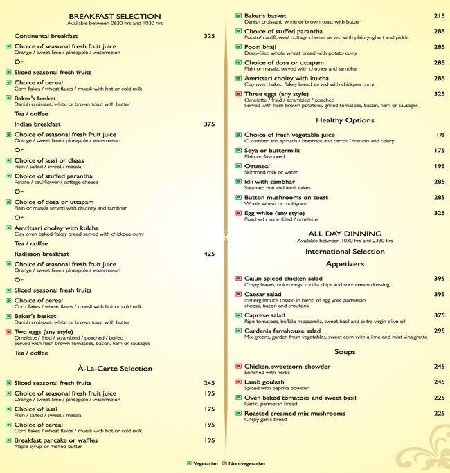 Menu of Tavolo Mondo - Radisson Blu, Ranjit Avenue, Amritsar