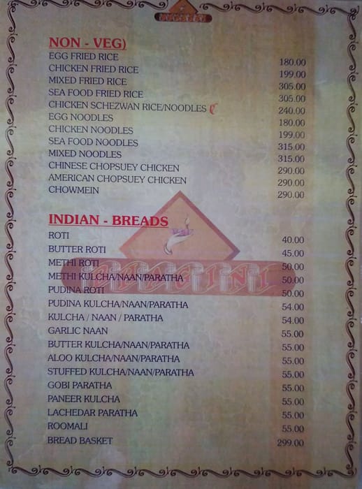Menu at Bhagini, Bengaluru, 11
