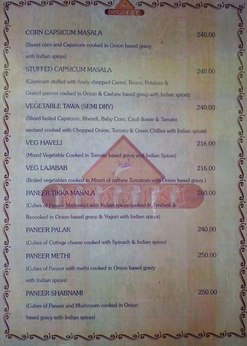 Menu at Bhagini, Bengaluru, 11