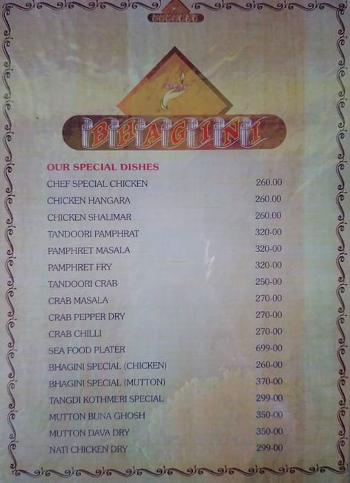 Menu at Bhagini, Bengaluru, 11