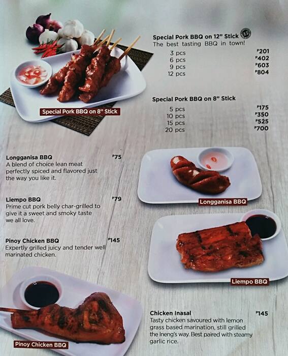 Menu at Ineng's, Quezon City, Wilcon City Center