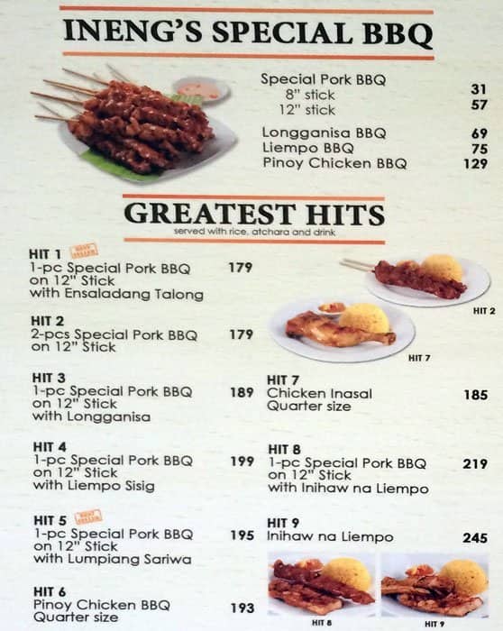 Ineng's Menu, Menu for Ineng's, SM City North EDSA, Quezon City ...