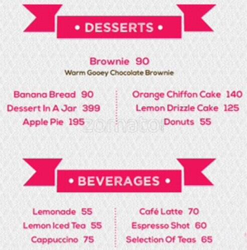 Menu at Cupcake Company, Chennai, 21/22